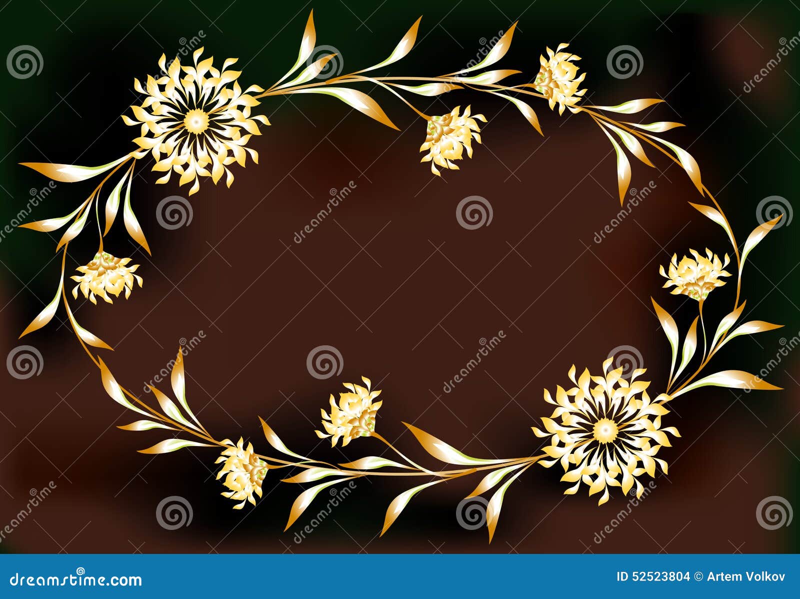 Frame with Flowers in the Shape of an Ellipse Stock Vector ...