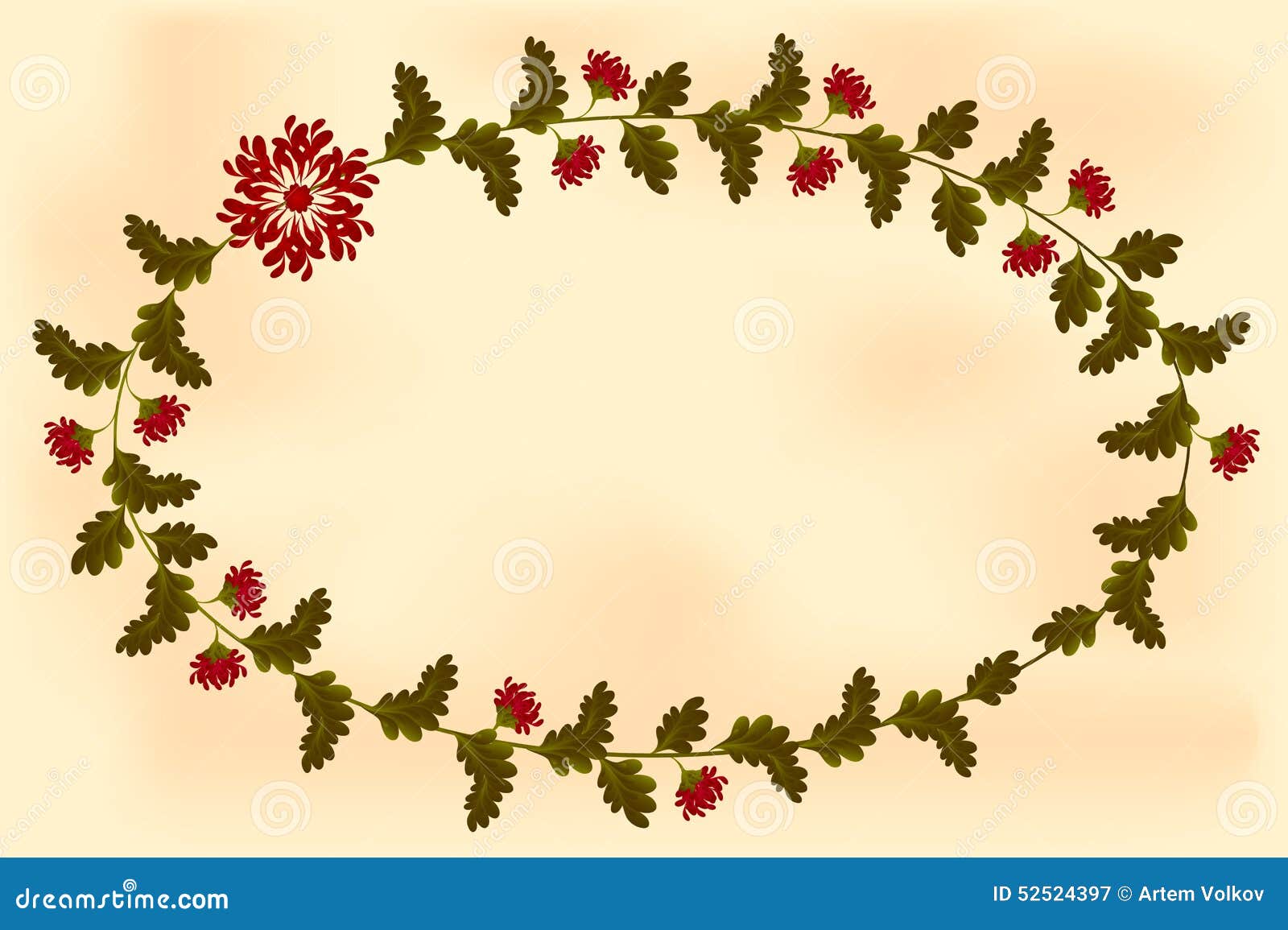 Frame with Flowers in the Shape of an Ellipse Stock Vector ...