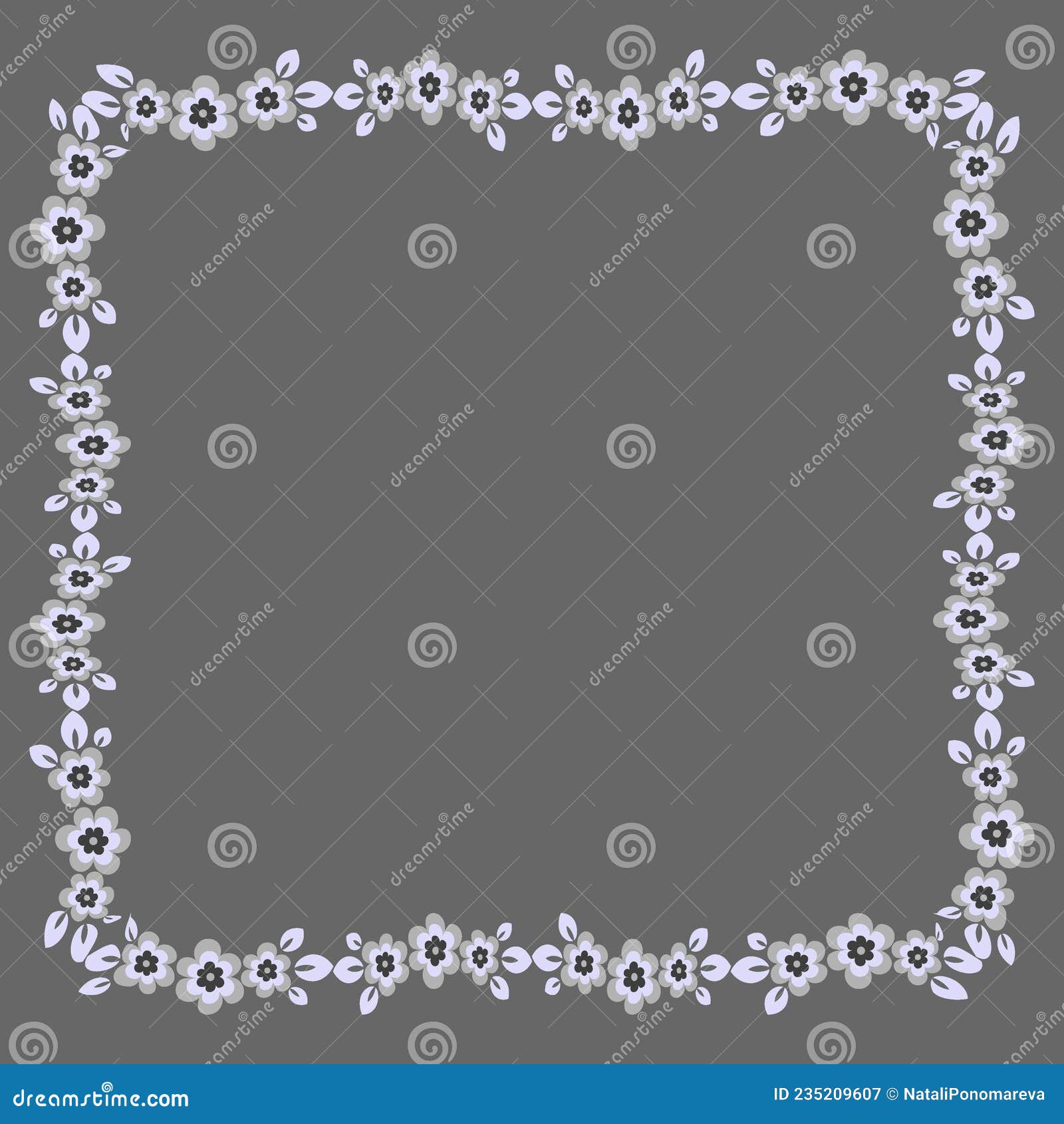 Frame of Flowers on a Square Background Stylized Flowers and Leaves ...