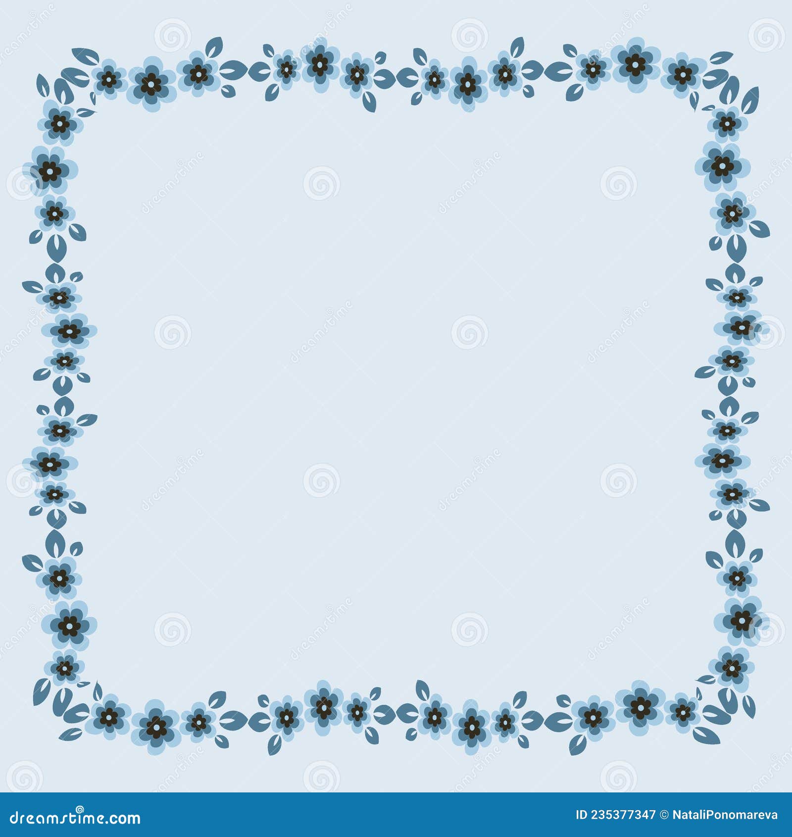 Frame of Flowers on a Square Background Stylized Flowers and Leaves ...