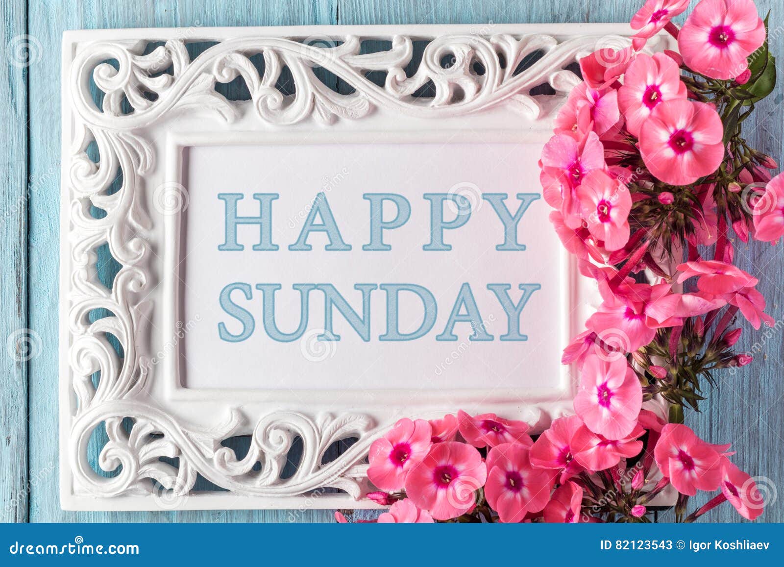 Frame with Flowers and Text: Happy Sunday Stock Image - Image of beauty ...