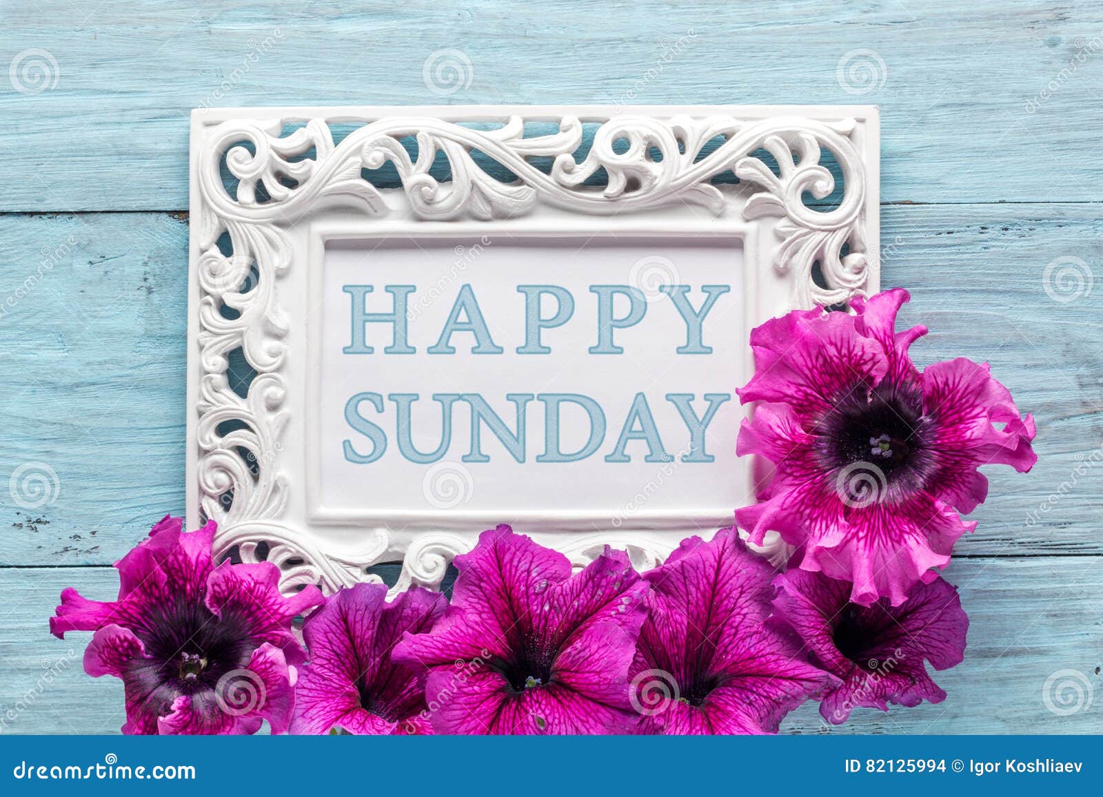 Frame with Flowers and Text: Happy Sunday Stock Photo - Image of blank ...