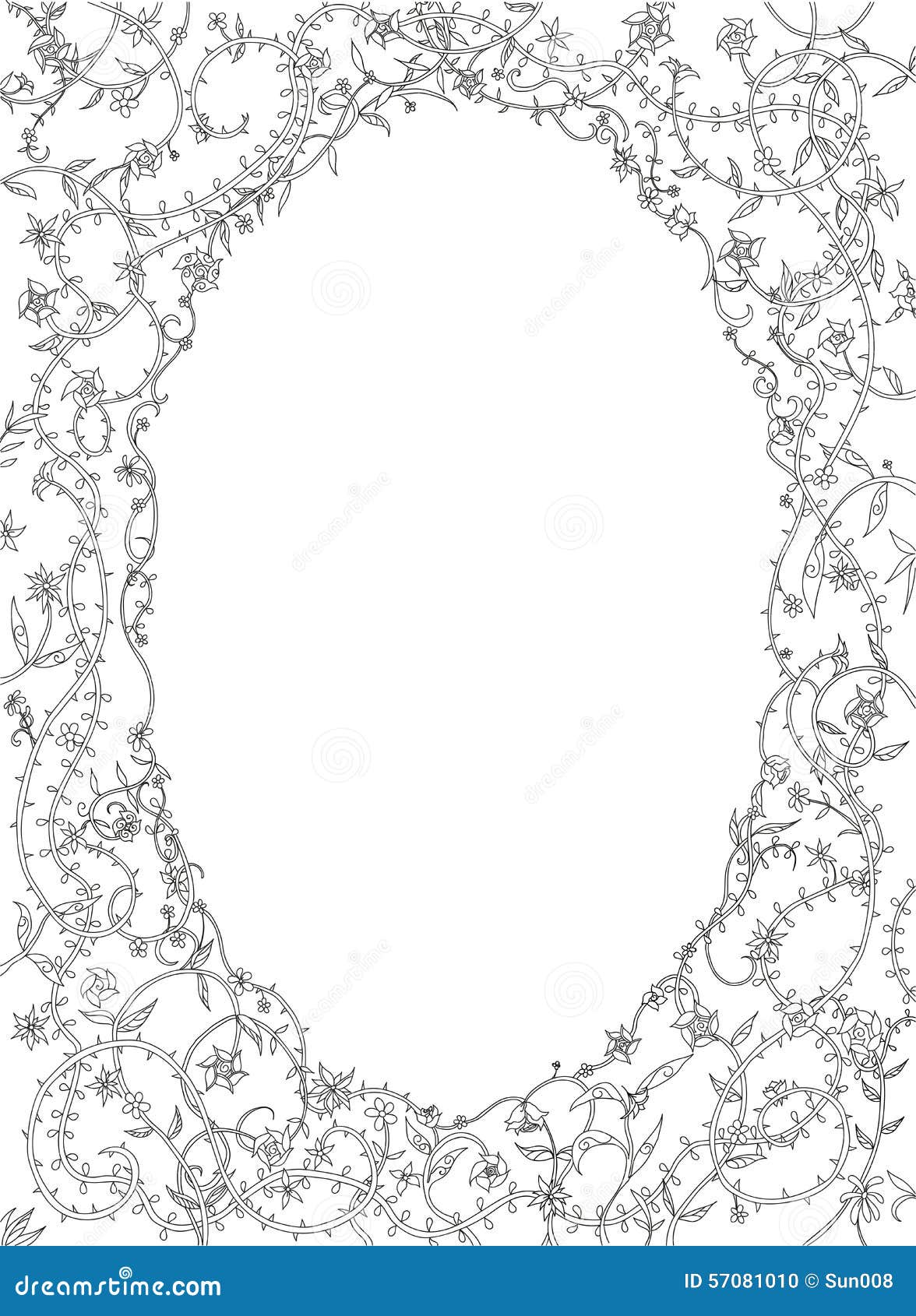 Frame of Flowers and Vines stock illustration. Illustration of leaf ...