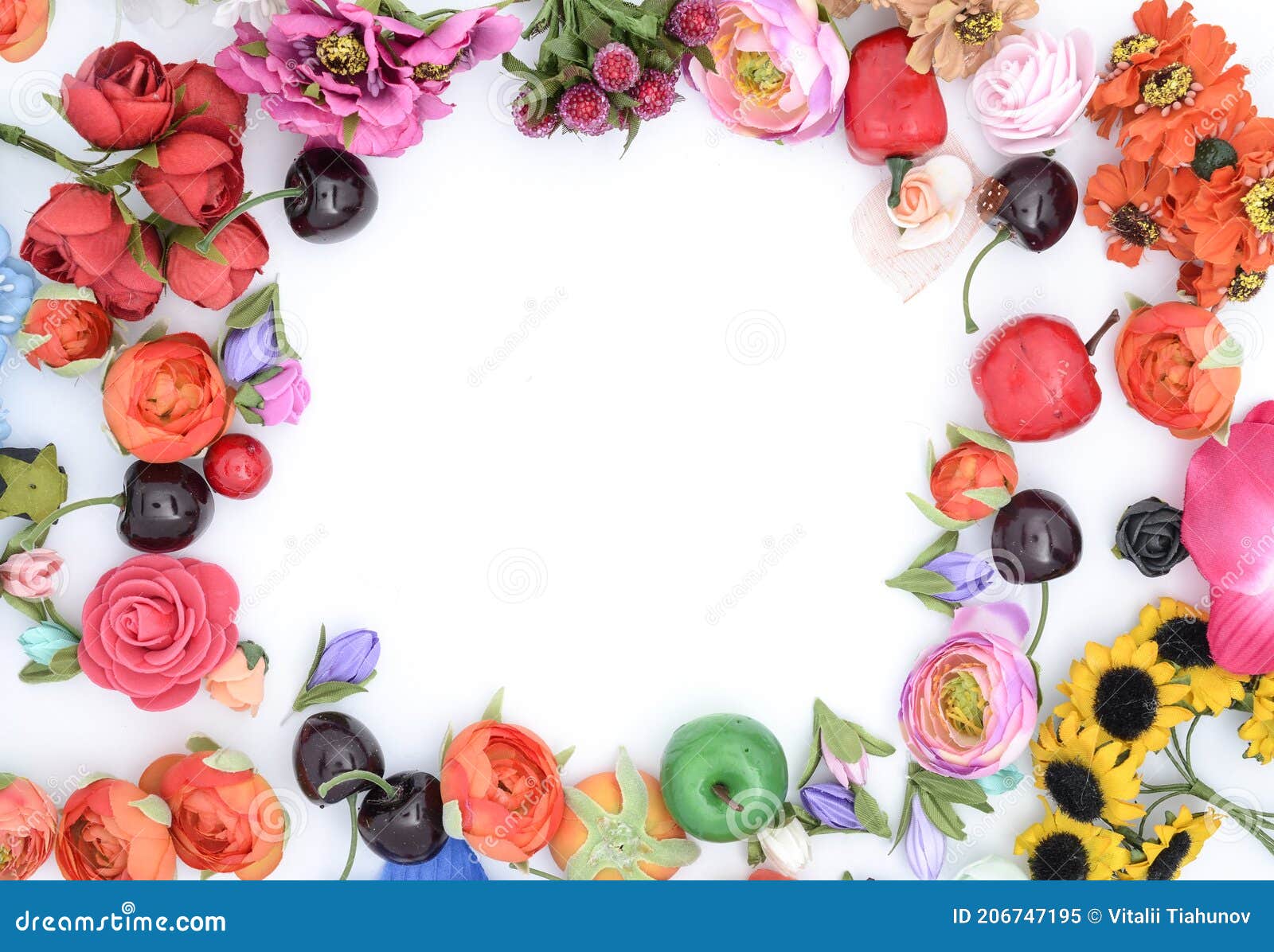 Frame of Flowers on White on a White Stock Image - Image of flower ...