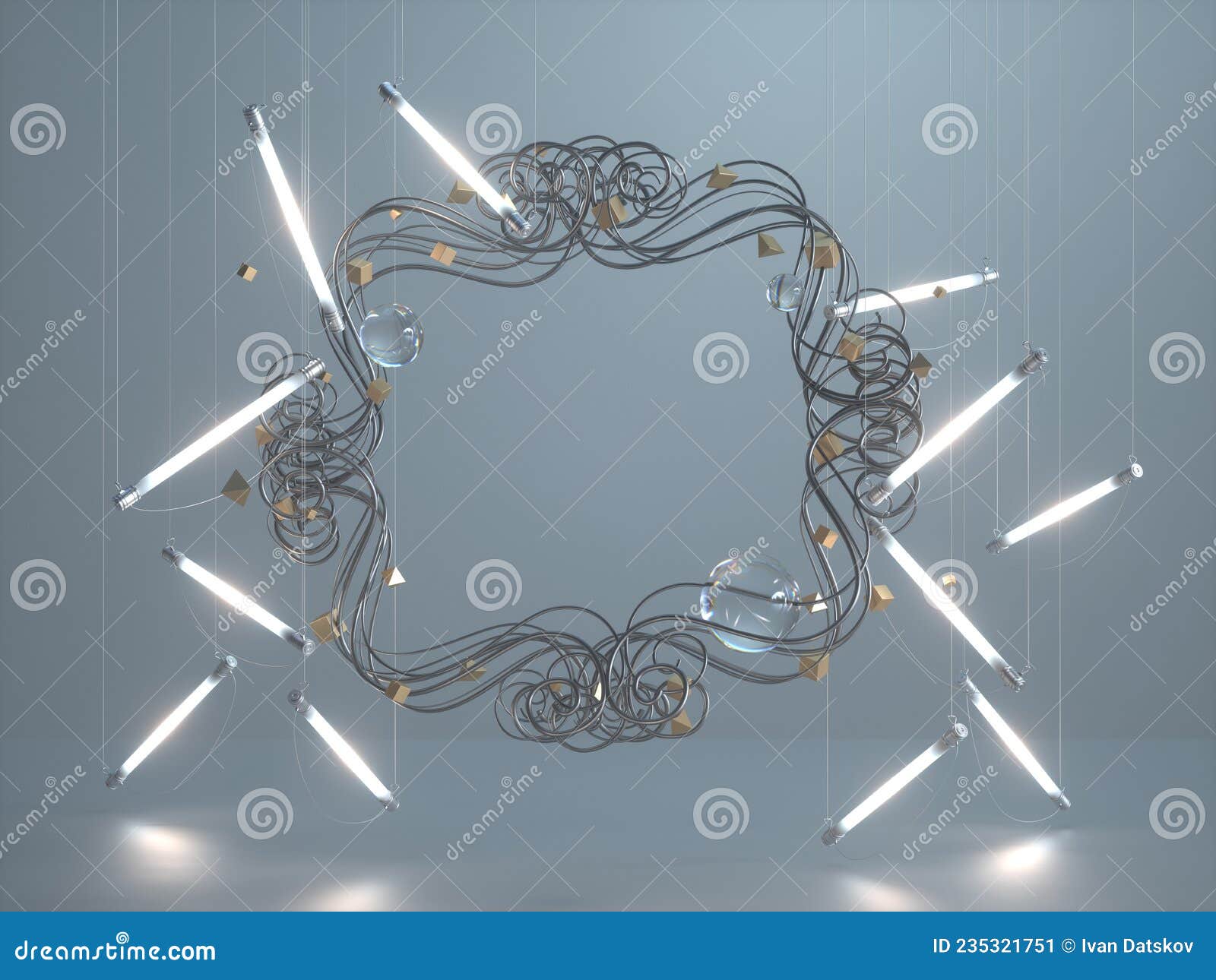 Frame with Fluorescent Lamps. Stock Illustration - Illustration of ...