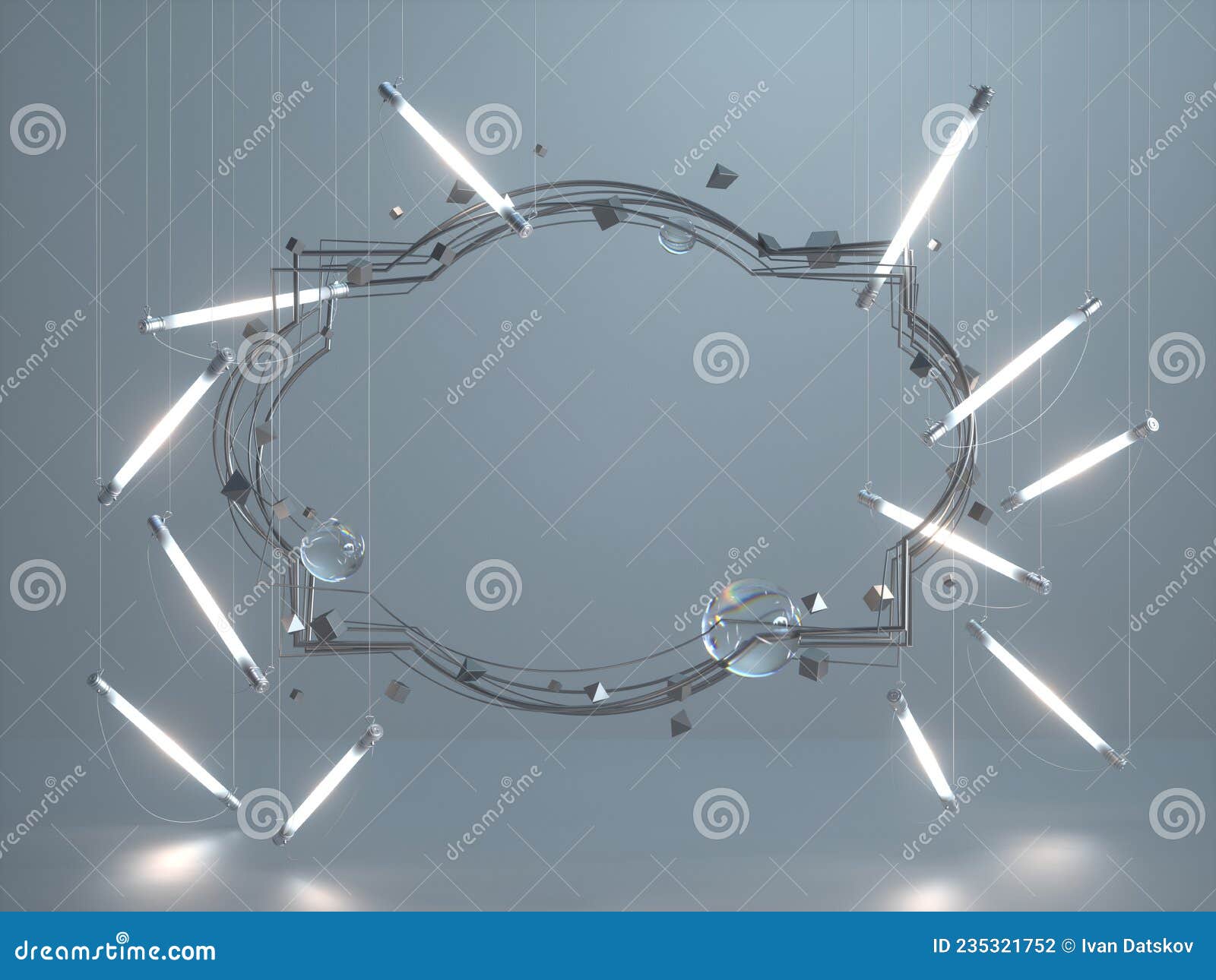 Frame with Fluorescent Lamps. Stock Illustration - Illustration of ...