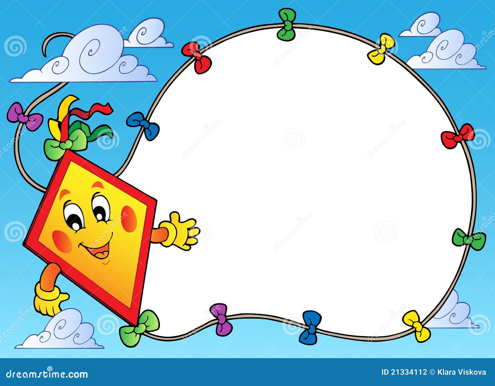 Frame with Flying Cartoon Kite Stock Vector - Illustration of happy ...