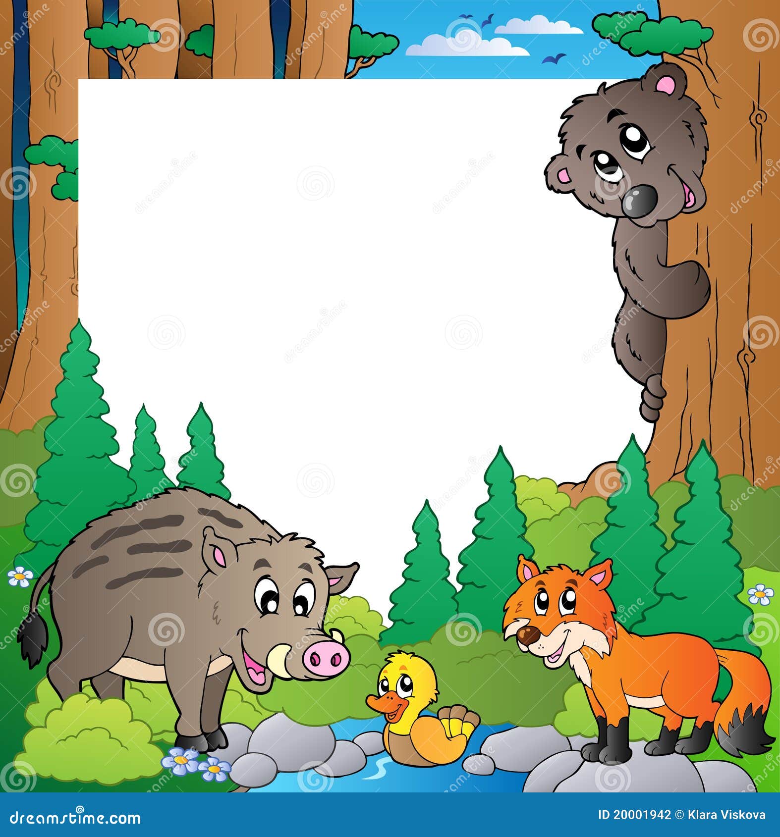 Frame with forest theme 2 stock vector. Illustration of rock - 20001942