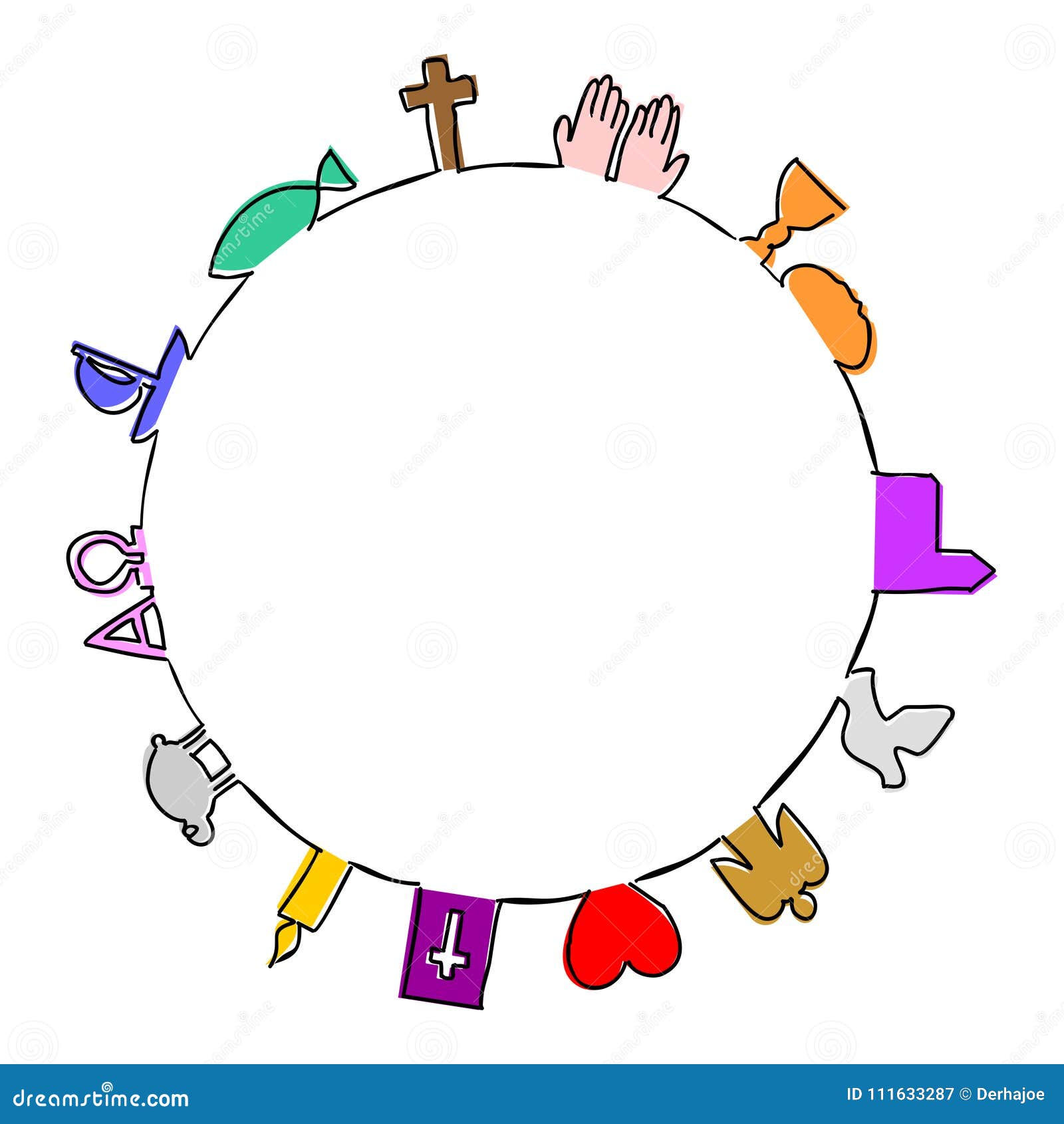 Frame Round Made of Christian Symbols. Stock Illustration ...