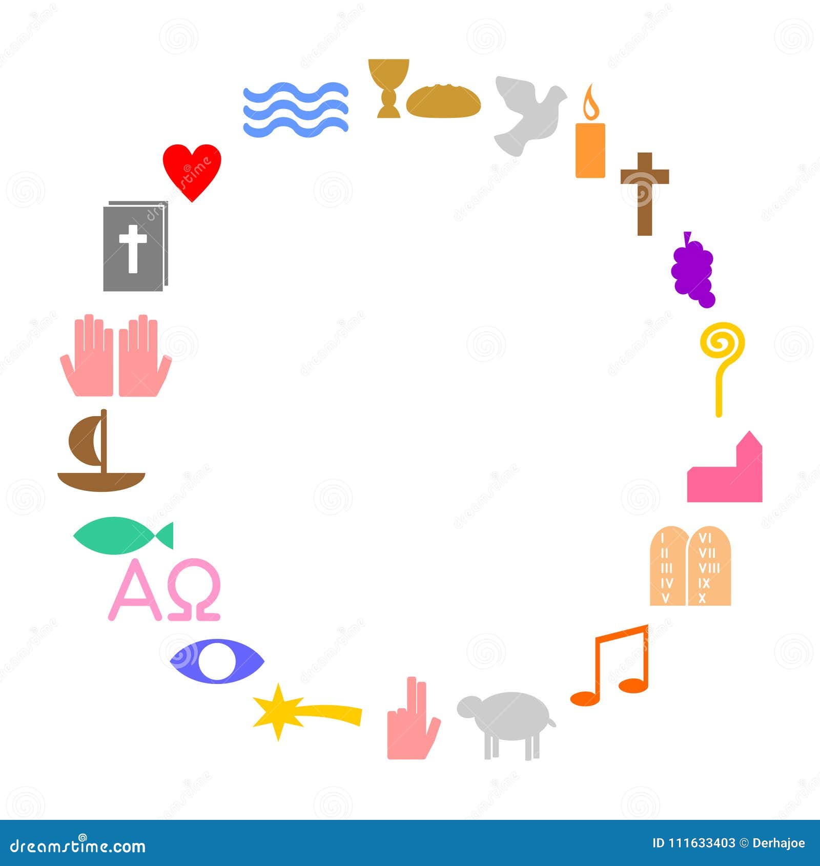 Circle Made of Christian Symbols. Stock Illustration - Illustration of ...