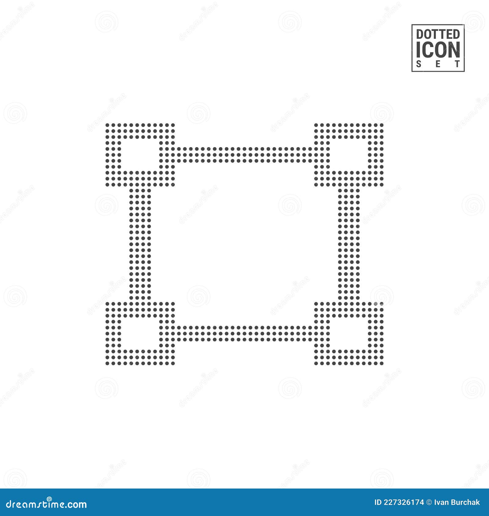 Frame of Four Rectangles Dotted Icon Isolated on White Background ...