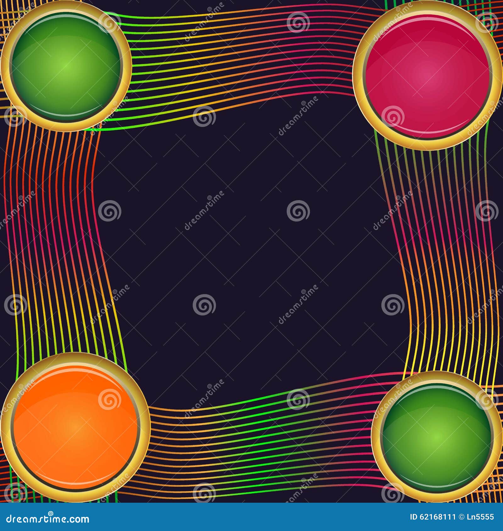 Frame of Four Round Elements of Different Sizes with Colorful Lines ...