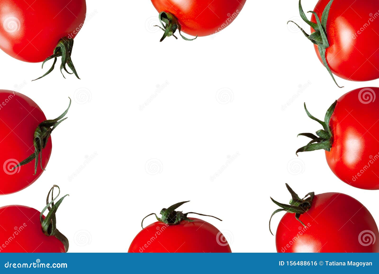 Frame of Fresh Cherry Tomatoes Isolated on White Background, Copy Space ...
