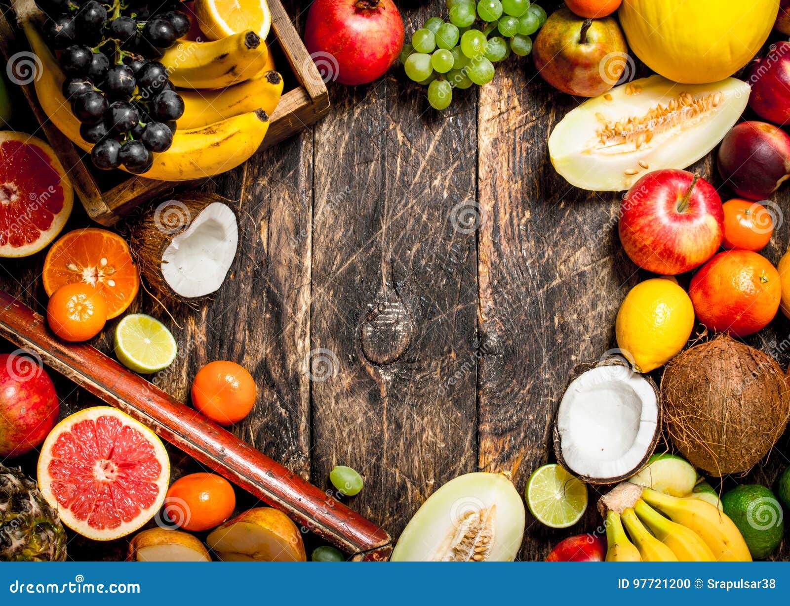 Frame from fresh fruits. stock photo. Image of market - 97721200