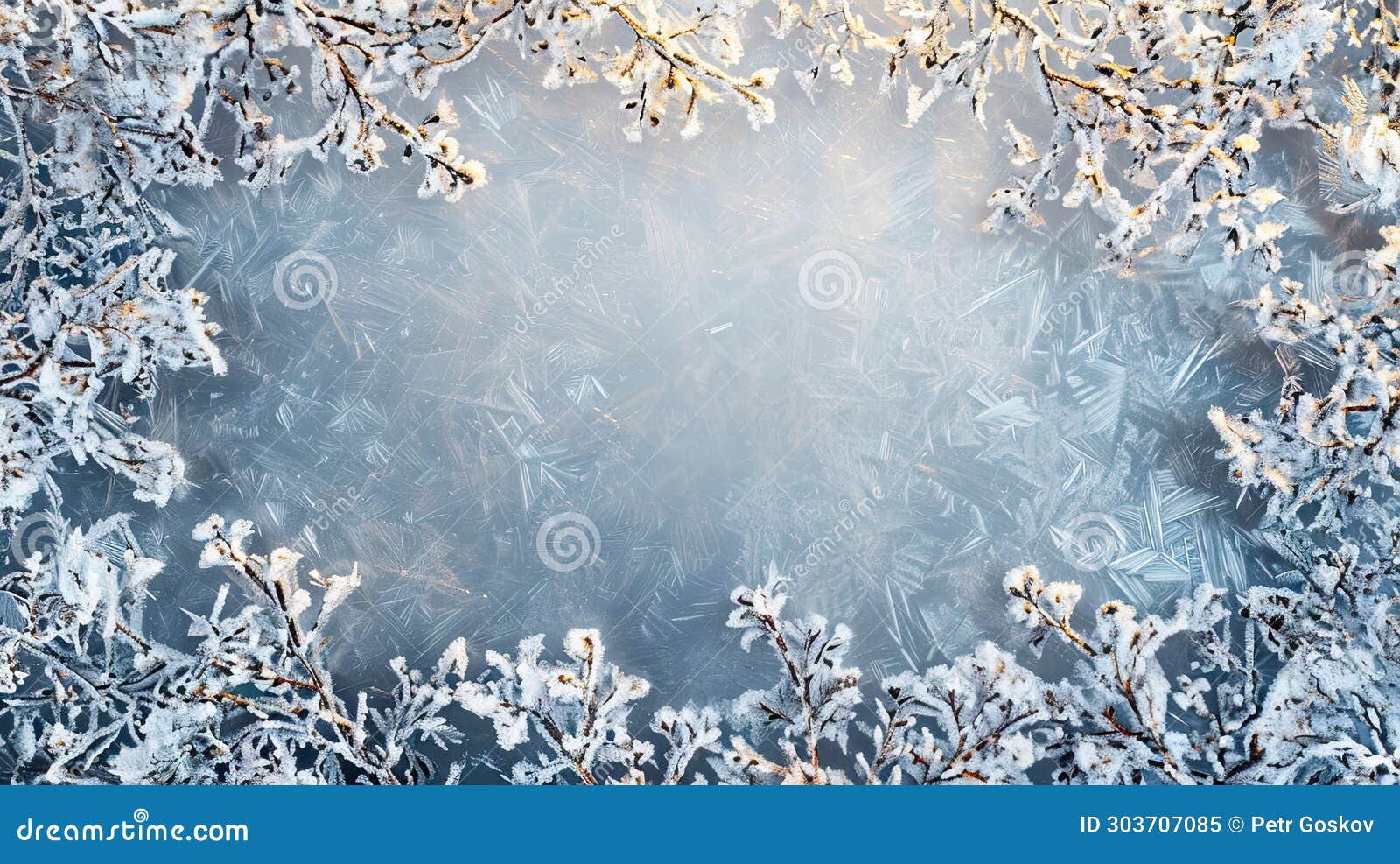 A Frame of a Frosty Pattern of Ice Crystals Stock Image - Image of ...