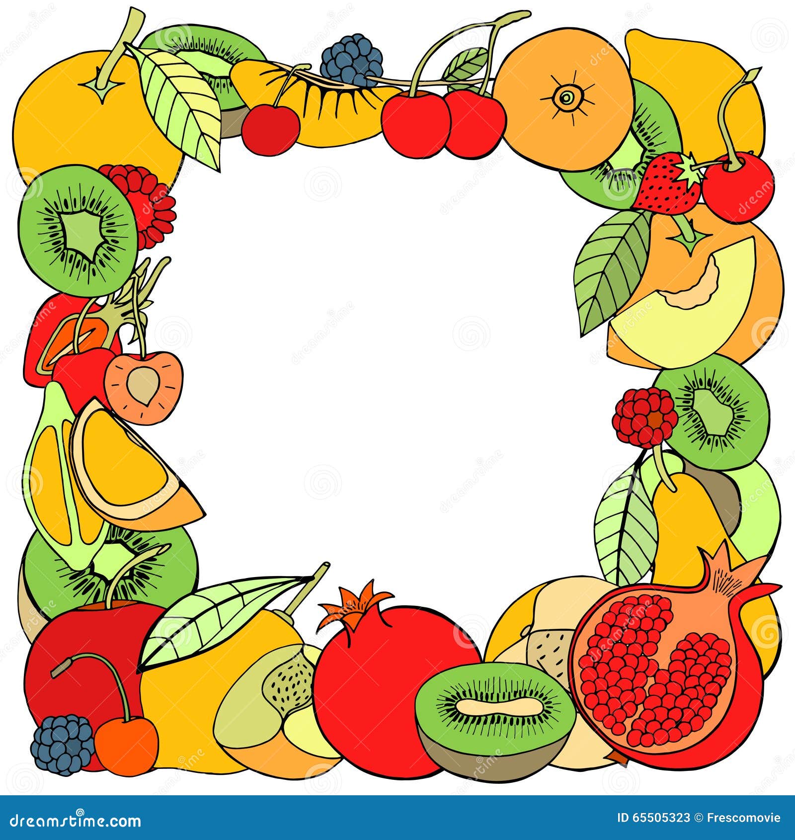 Frame of fruit stock vector. Illustration of leaf, lemon - 65505323