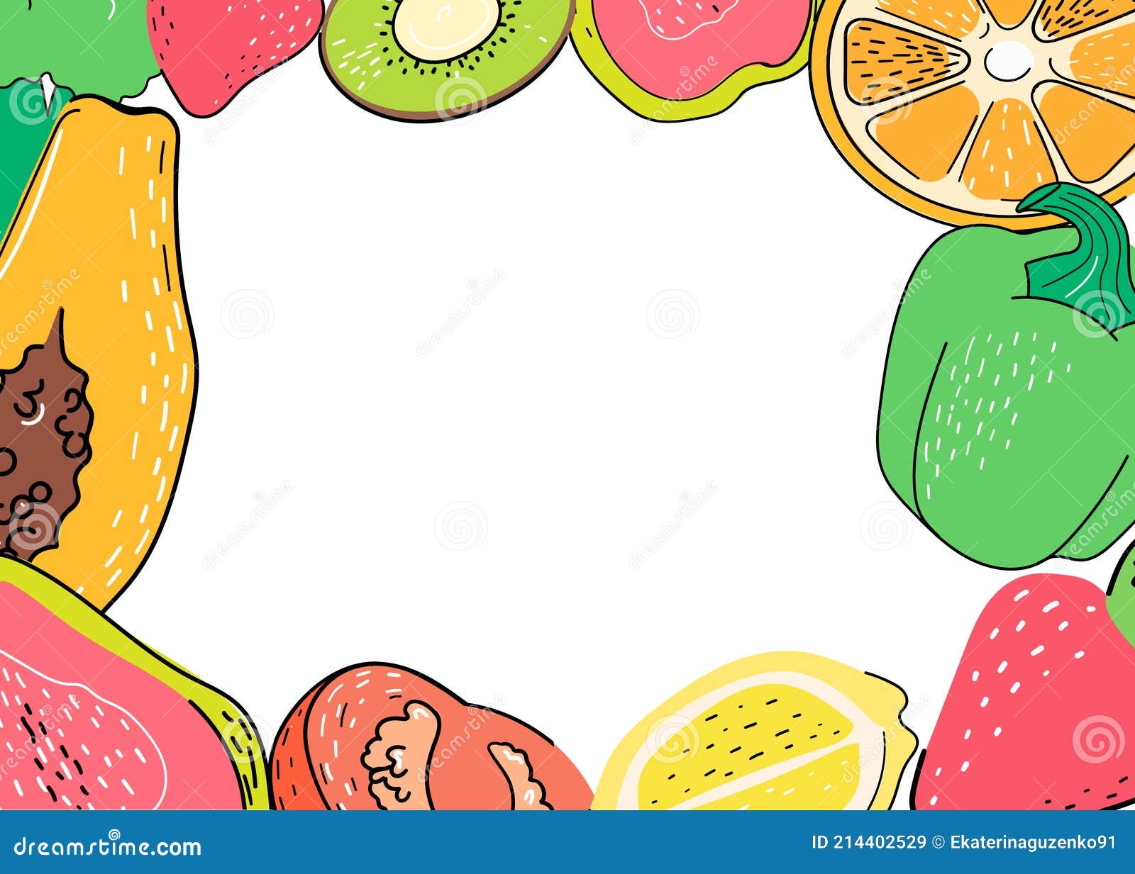 Frame of Fruit and Vegetables for Your Design Stock Vector ...
