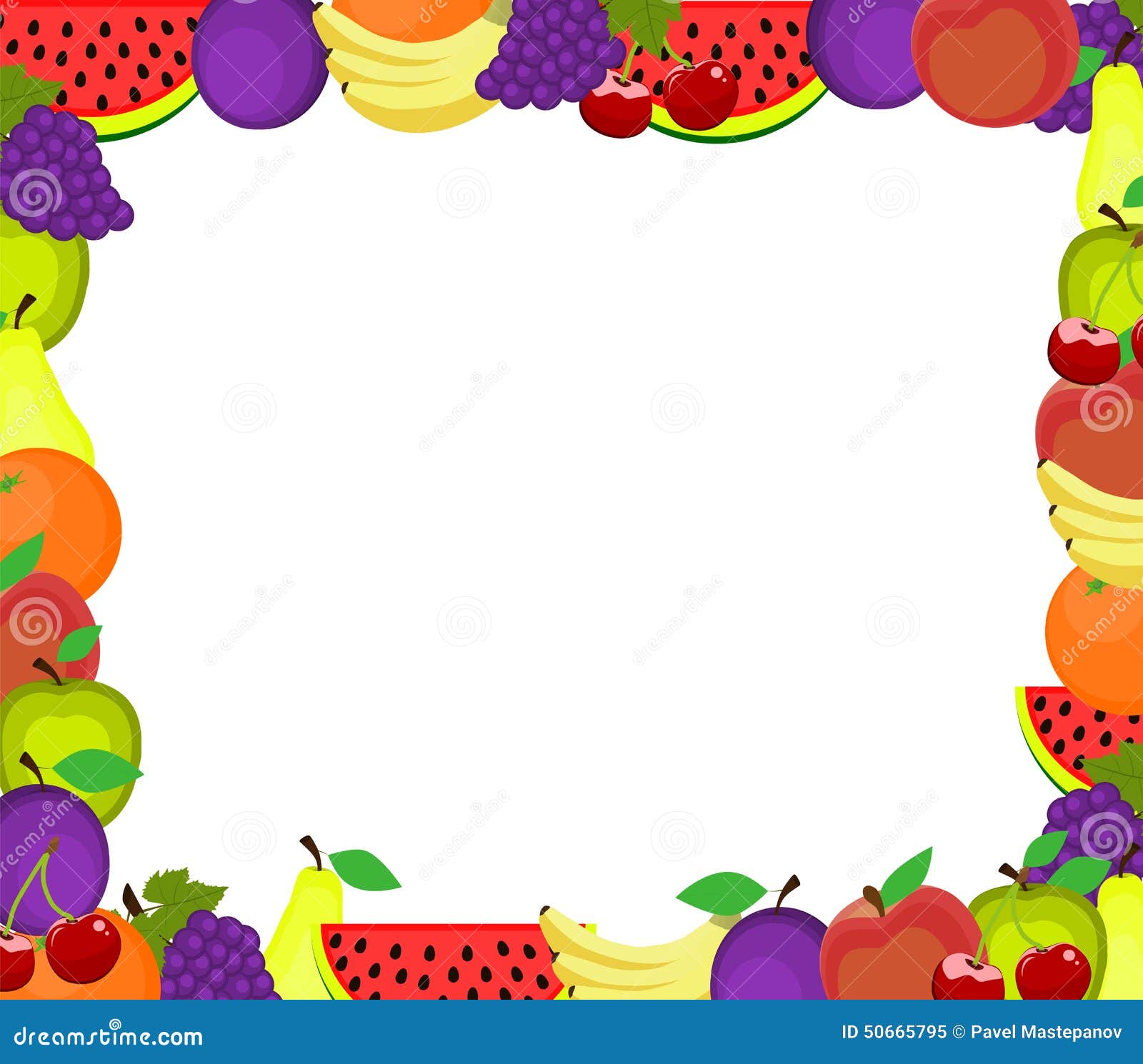 A Frame Of Fruits Image,clipart For Print.Graphic Design. Cartoon ...