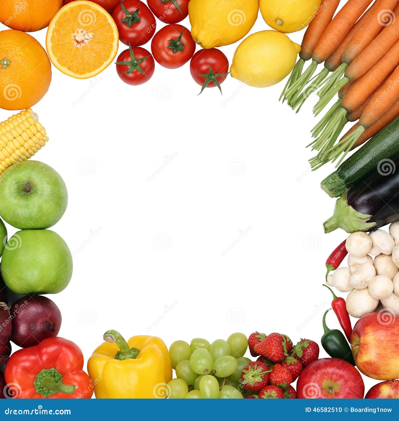 Frame from Fruits and Vegetables with Copyspace Stock Photo - Image of ...