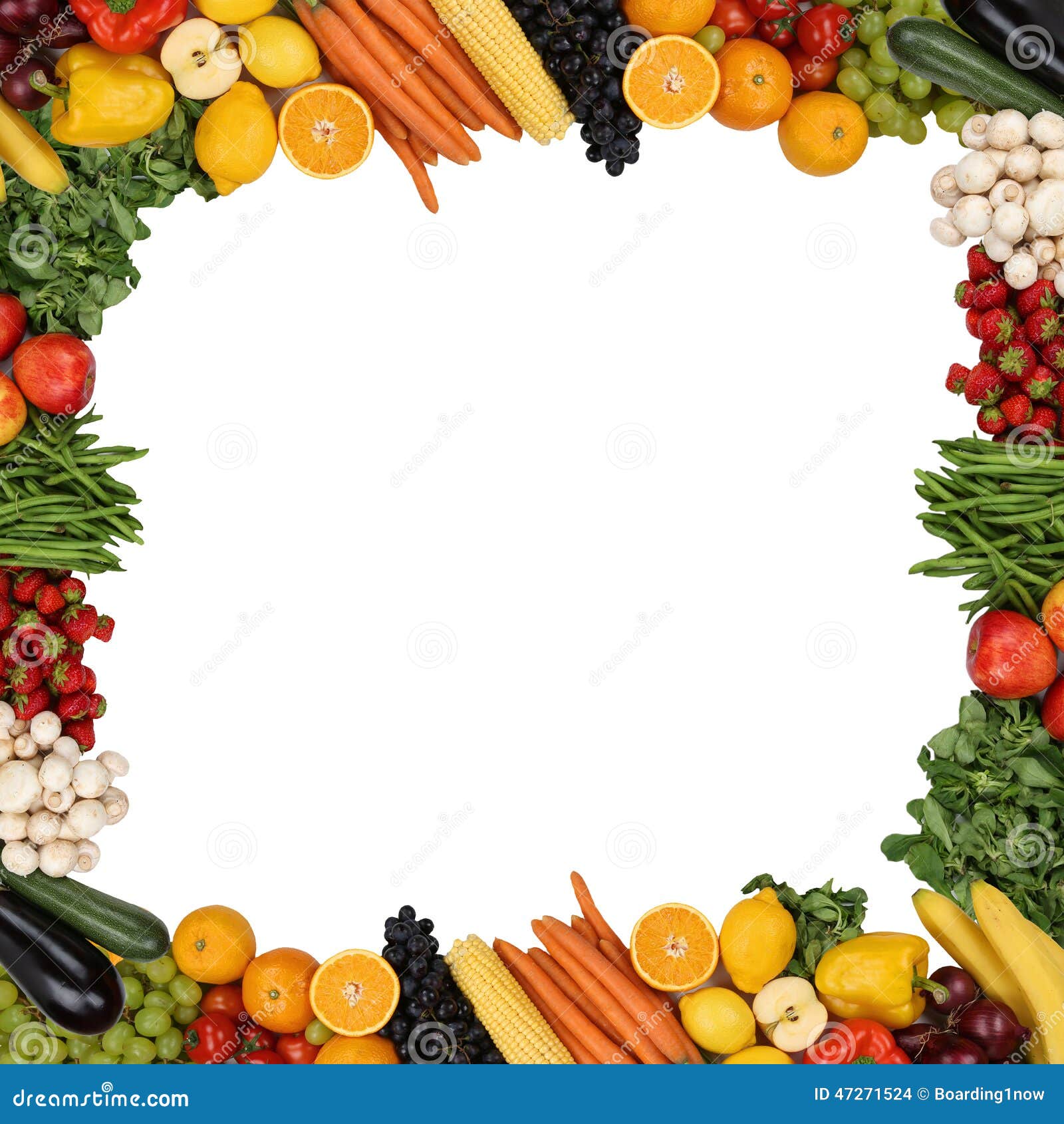 Frame from Fruits and Vegetables Isolated with Copyspace Stock Photo ...