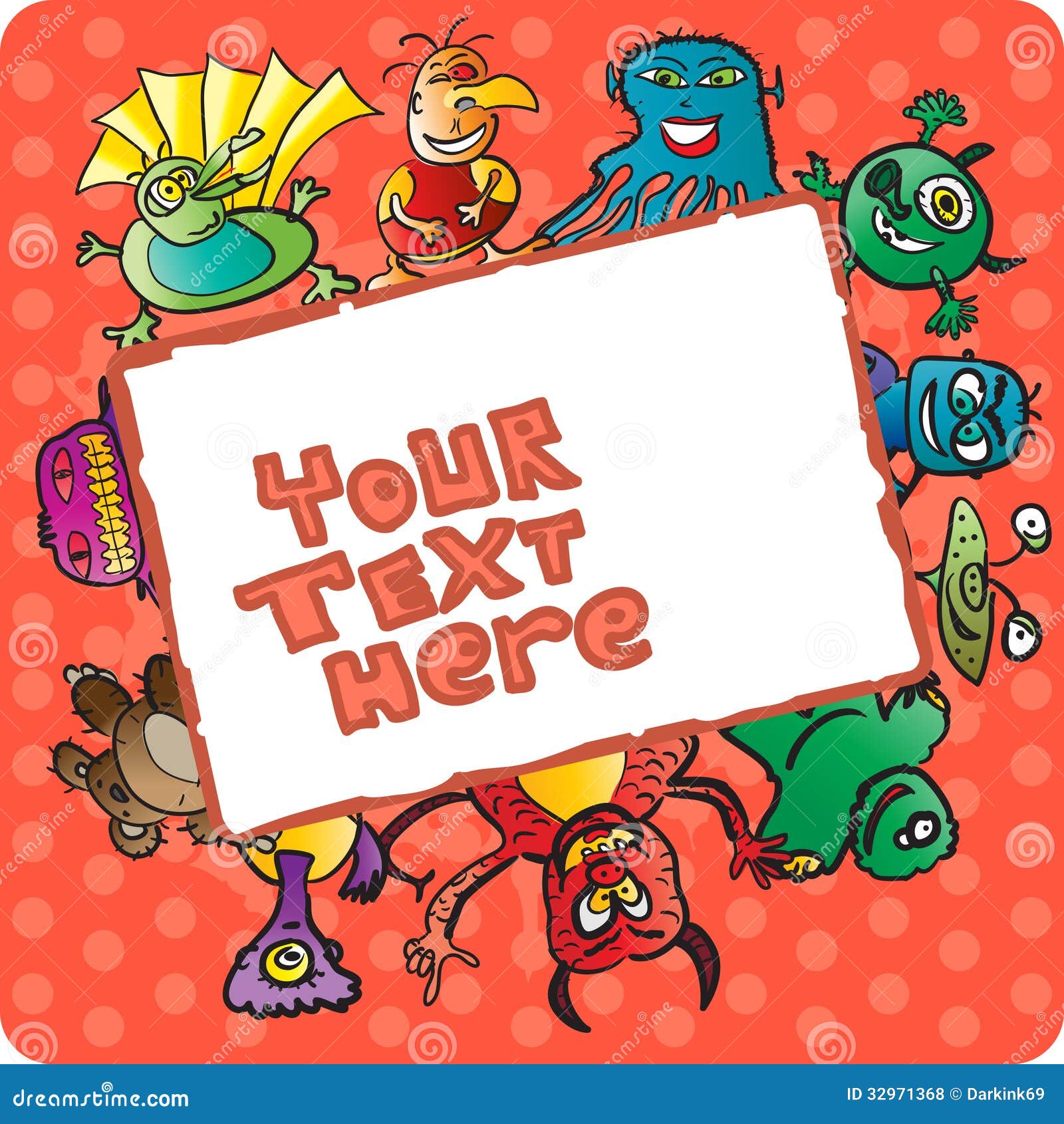 Frame with funny monsters stock vector. Illustration of border - 32971368