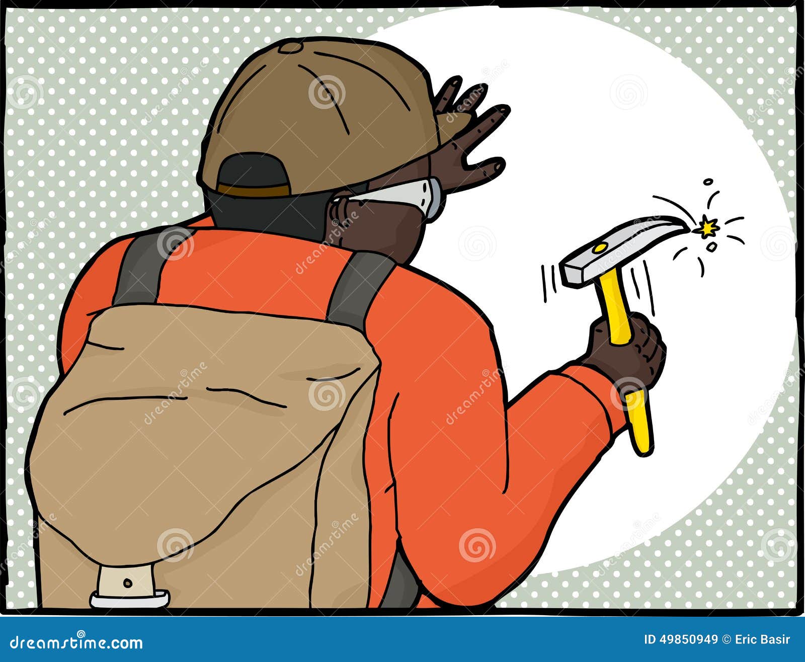 Frame of Geologist Using Hammer Stock Illustration - Illustration of ...