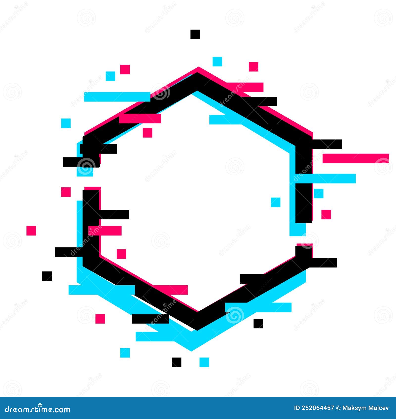 Frame of Geometric Shape with Glitch Effect. Modern Trendy Design ...