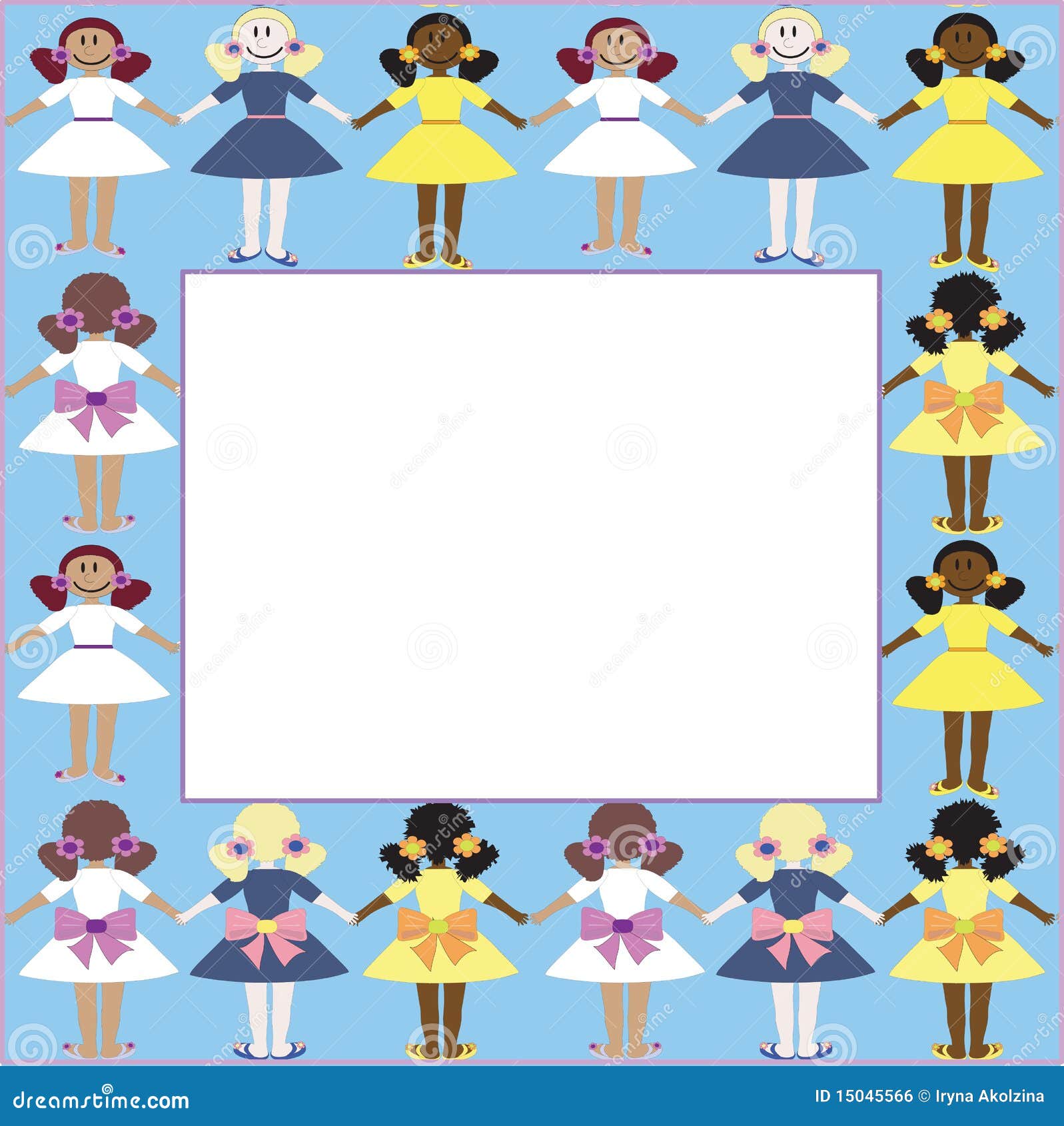 Frame with girls stock vector. Illustration of background - 15045566