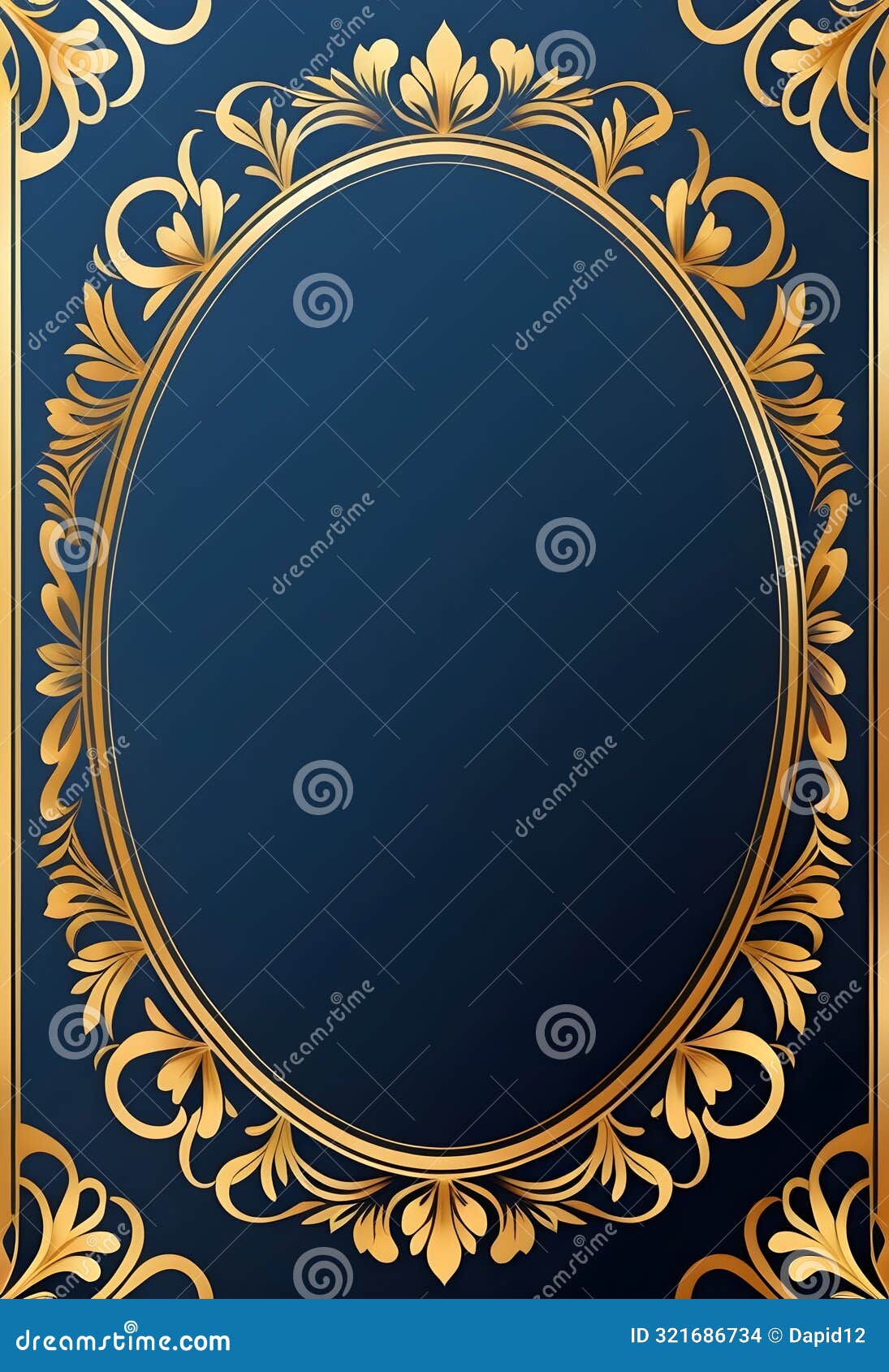 A Frame with a Gold Border Design on a Dark Blue Background Stock ...