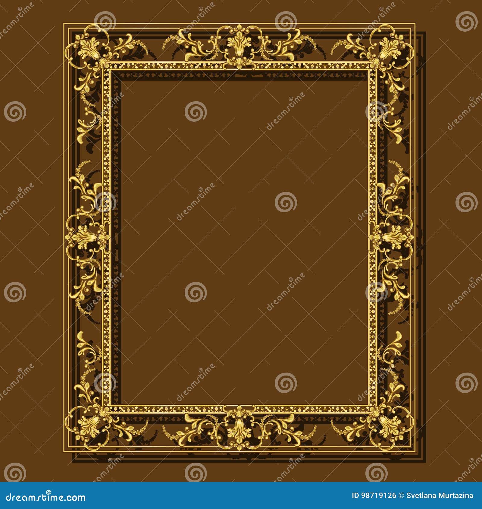 Frame Gold Color with Shadow Stock Vector - Illustration of design ...