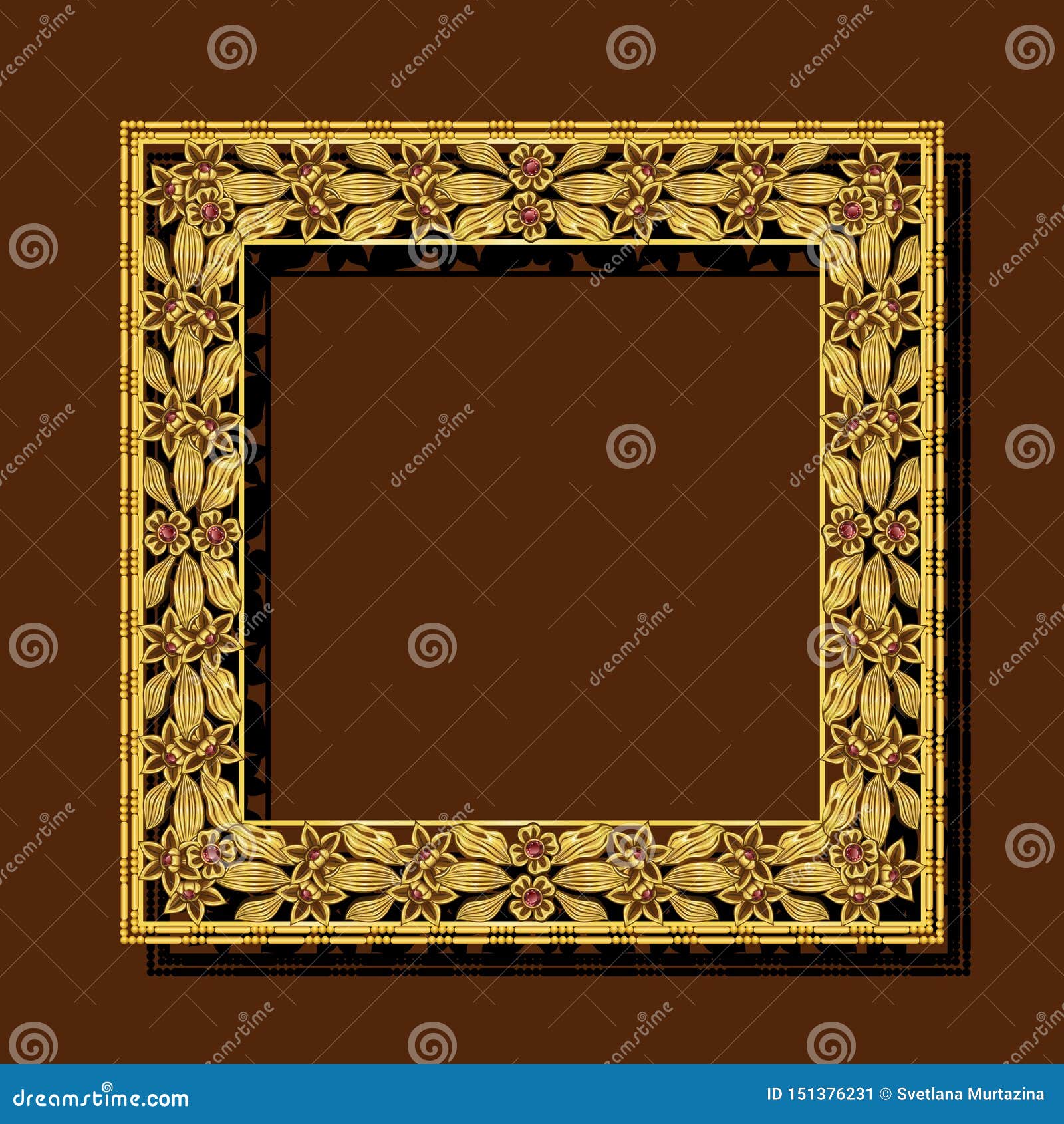 Frame Gold Color with Shadow Stock Vector - Illustration of rectangle ...