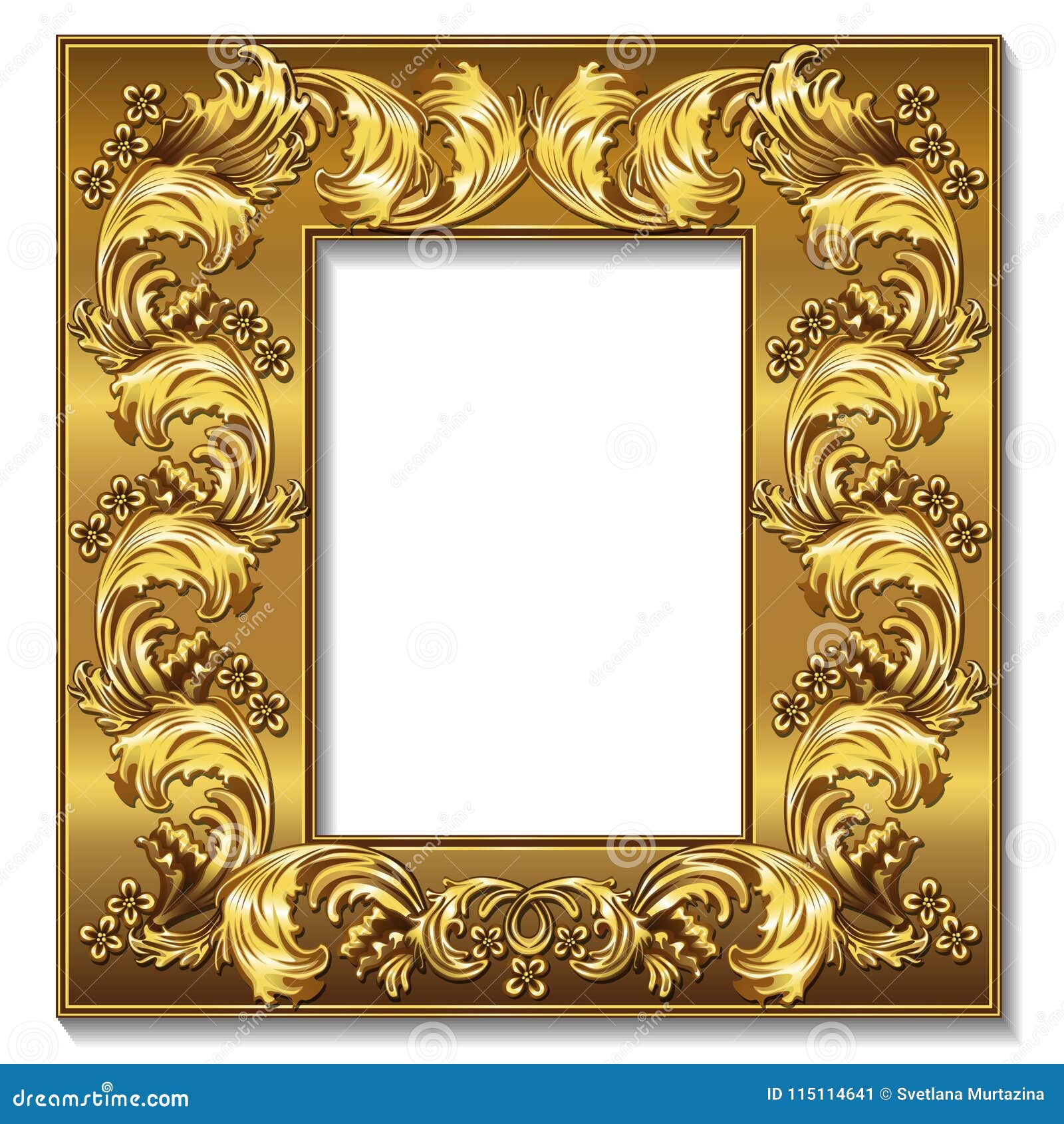 Frame Gold Color with Shadow Stock Vector - Illustration of frame ...