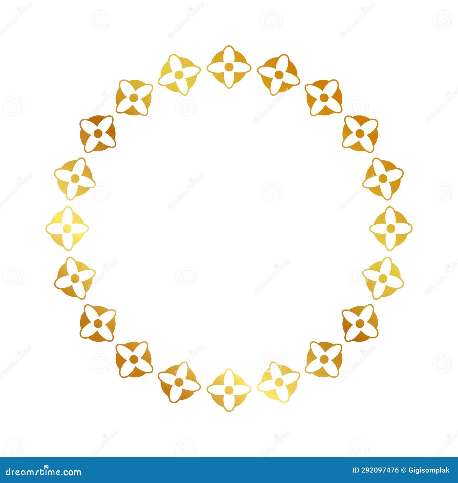 Frame Gold Golden Flower Circle, Simple Vector Isolated on White Stock ...