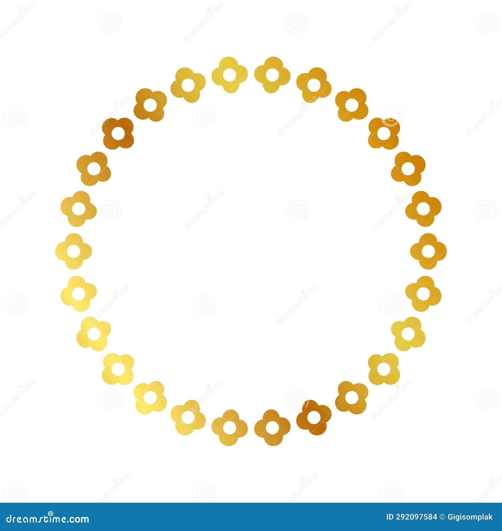 Frame Gold Golden Flower Circle, Simple Vector Isolated on White Stock ...