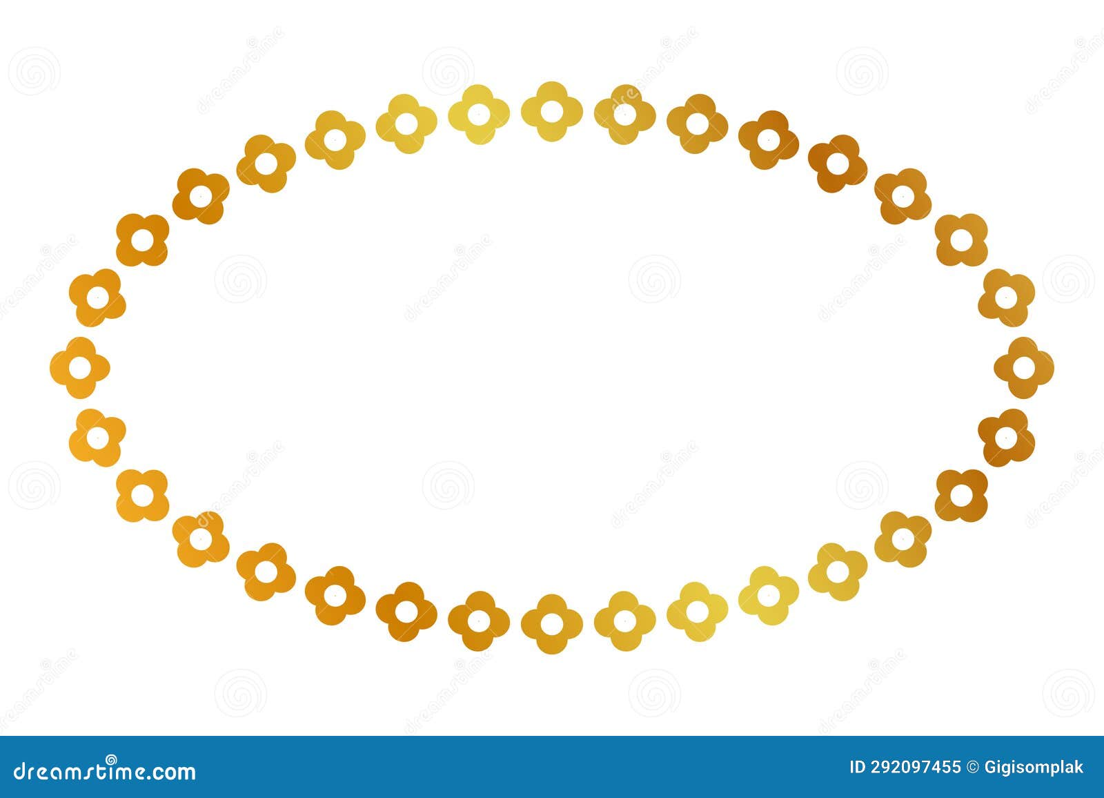 Frame Gold Golden Flower Rectangle, Simple Vector Isolated on White ...