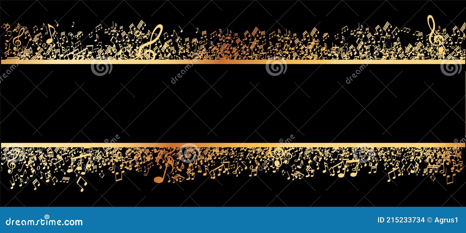 Frame of Gold Musical Notes Melody on Dark Background Stock Vector ...