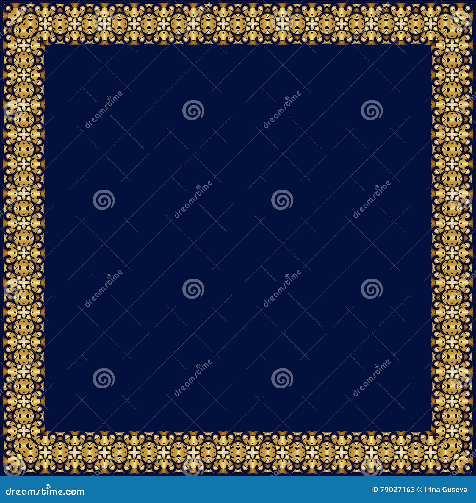 Frame with Gold Pattern on a Blue Background Stock Vector ...