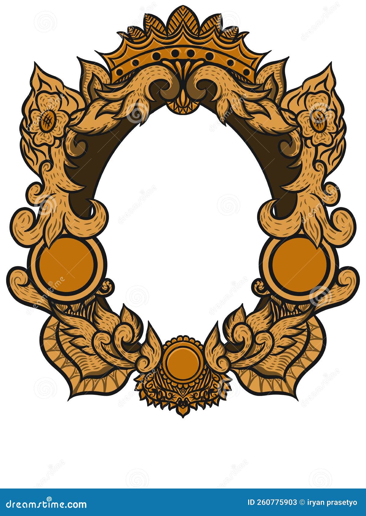 Frame Gold with Traditional Ornament for Twibbon Template Stock ...