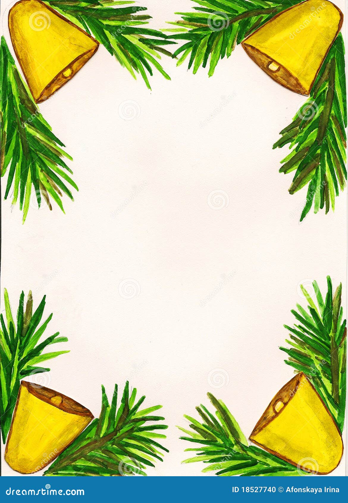 Frame with golden bells stock illustration. Illustration of painting ...