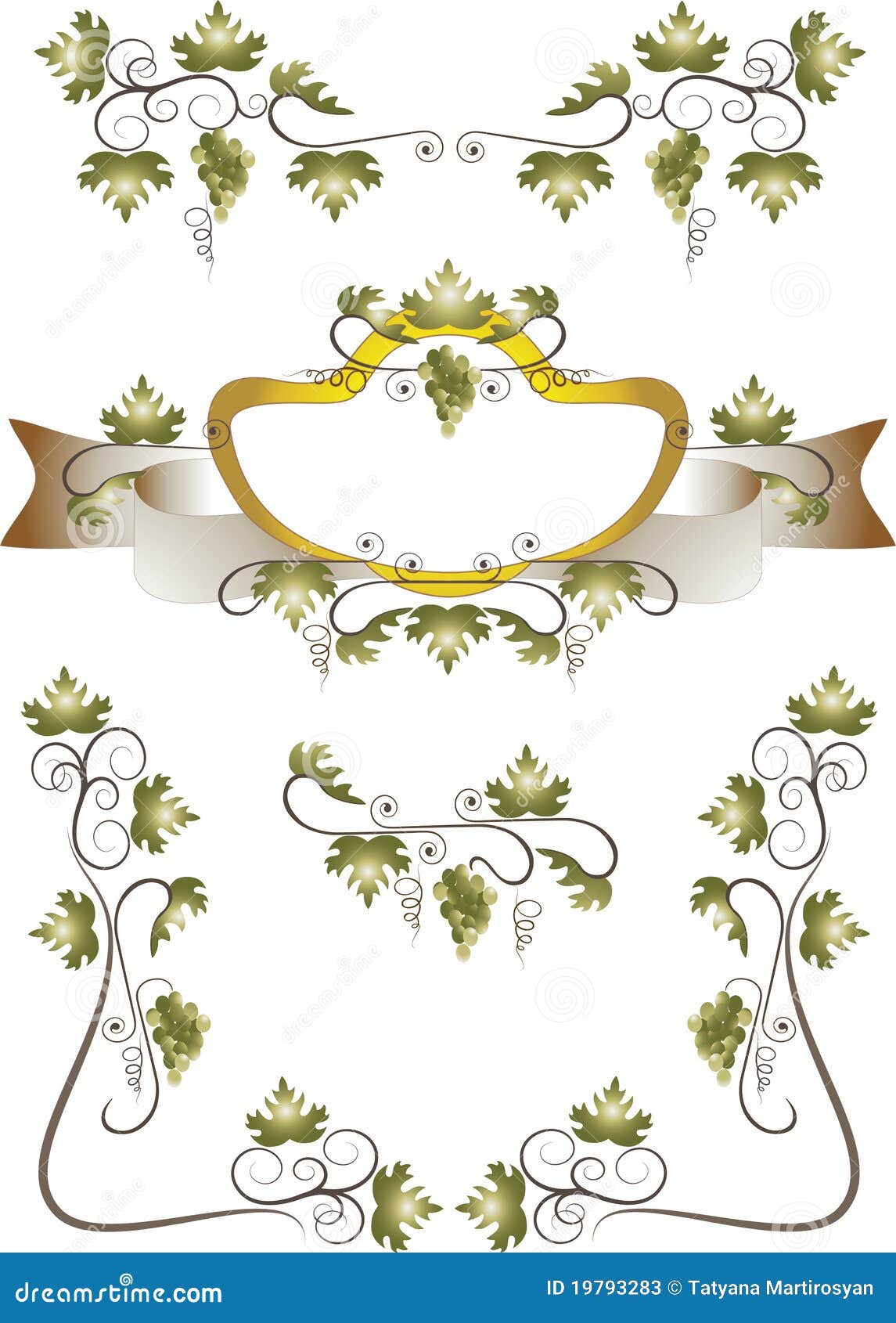 Frame of Grape Leaves. Pattern Stock Vector - Illustration of header ...