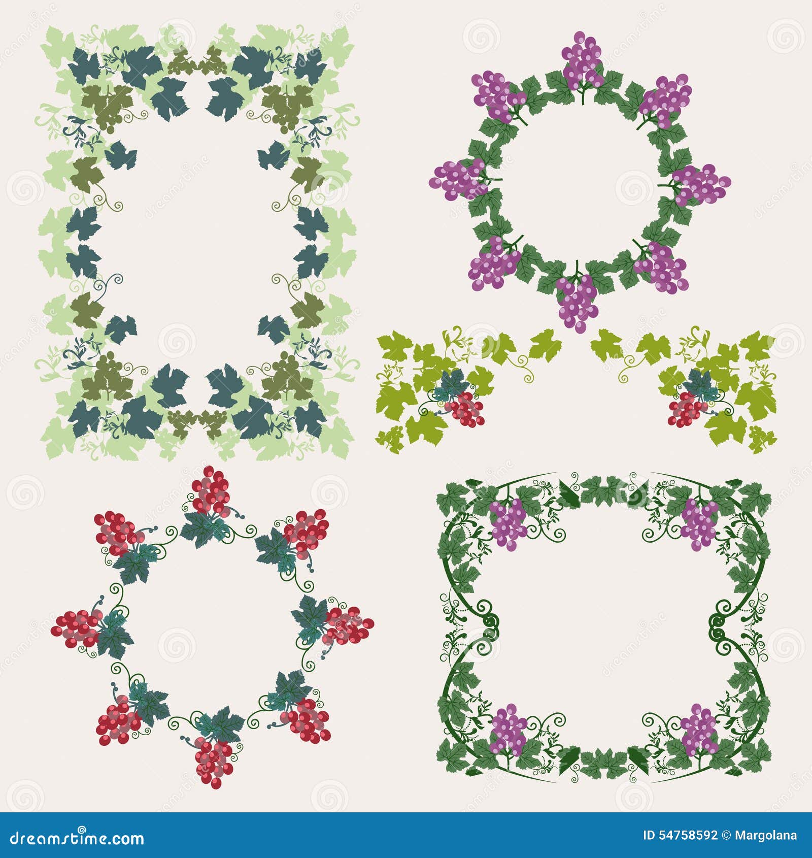 Frame with Grapes and Grape Design Elements Stock Vector - Illustration ...