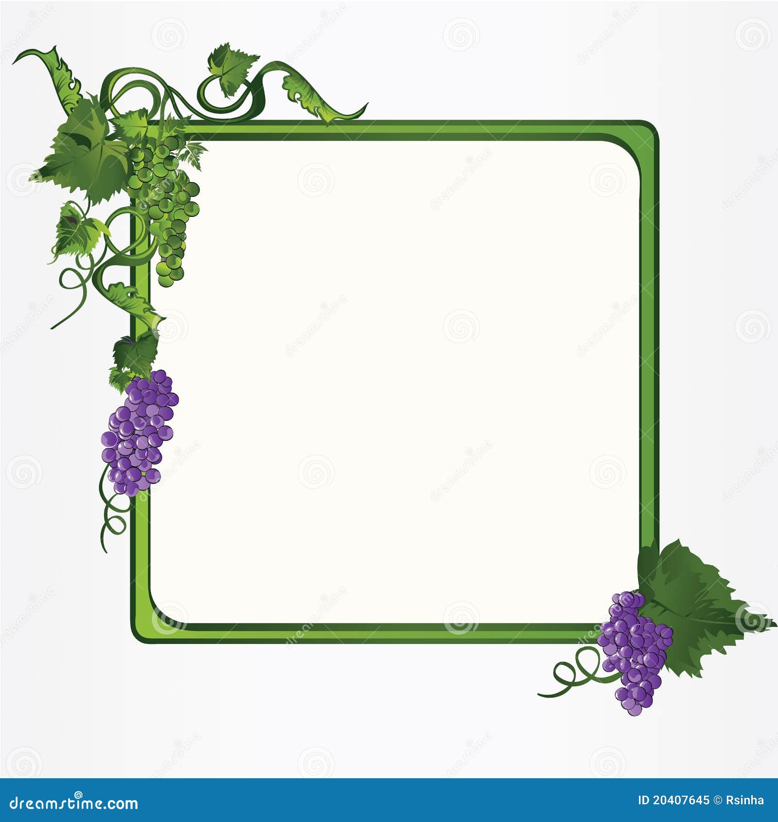 Frame with Grapes Leaves and Vine Stock Vector - Illustration of poster ...