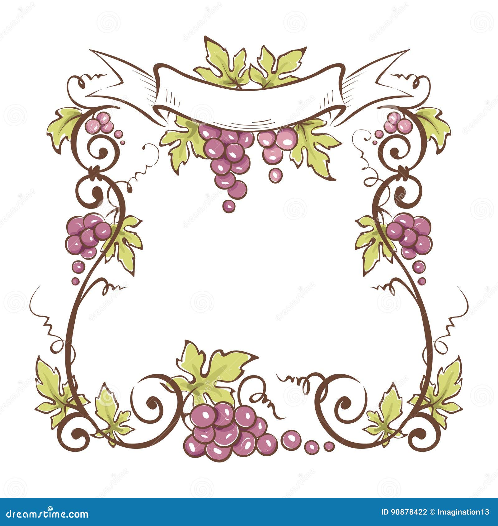 Frame from grapes stock vector. Illustration of leaf - 90878422