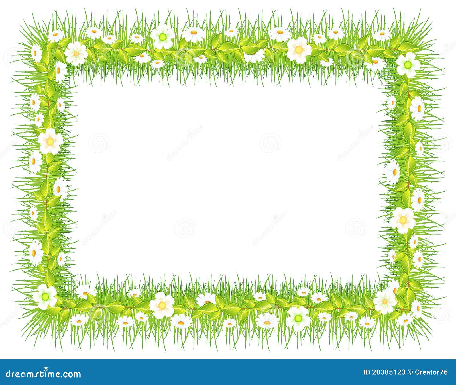 Frame with Grass & Flowers Stock Vector - Illustration of design ...