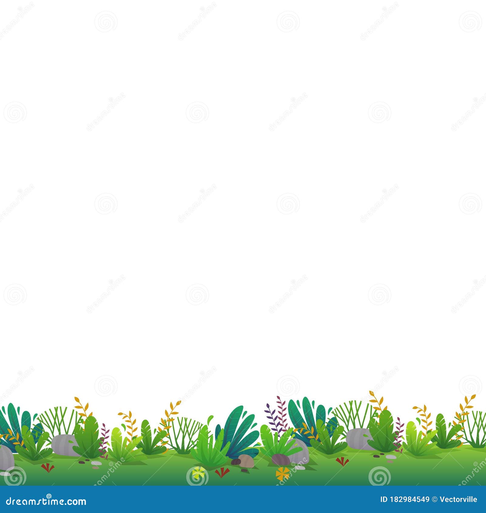 Frame from Grass of Tree Leaves, Nature Border Branches Vector Isolated ...