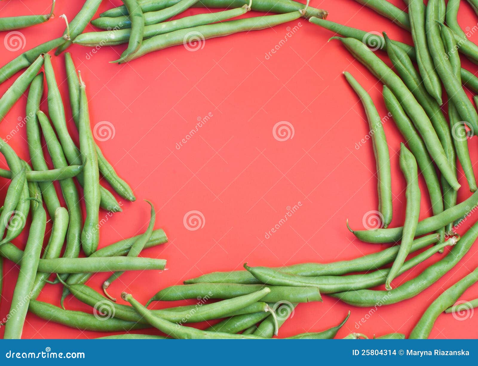 Frame from Green Beans Vegetables on Red Stock Photo - Image of bunch ...