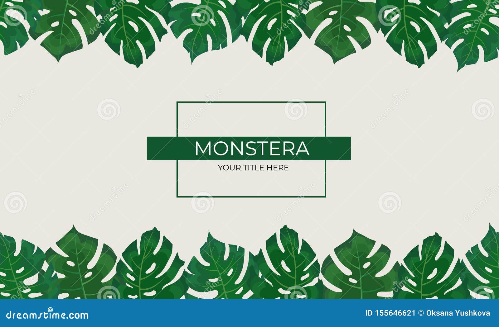 Frame of Green Leaves of Monstera Stock Illustration - Illustration of ...