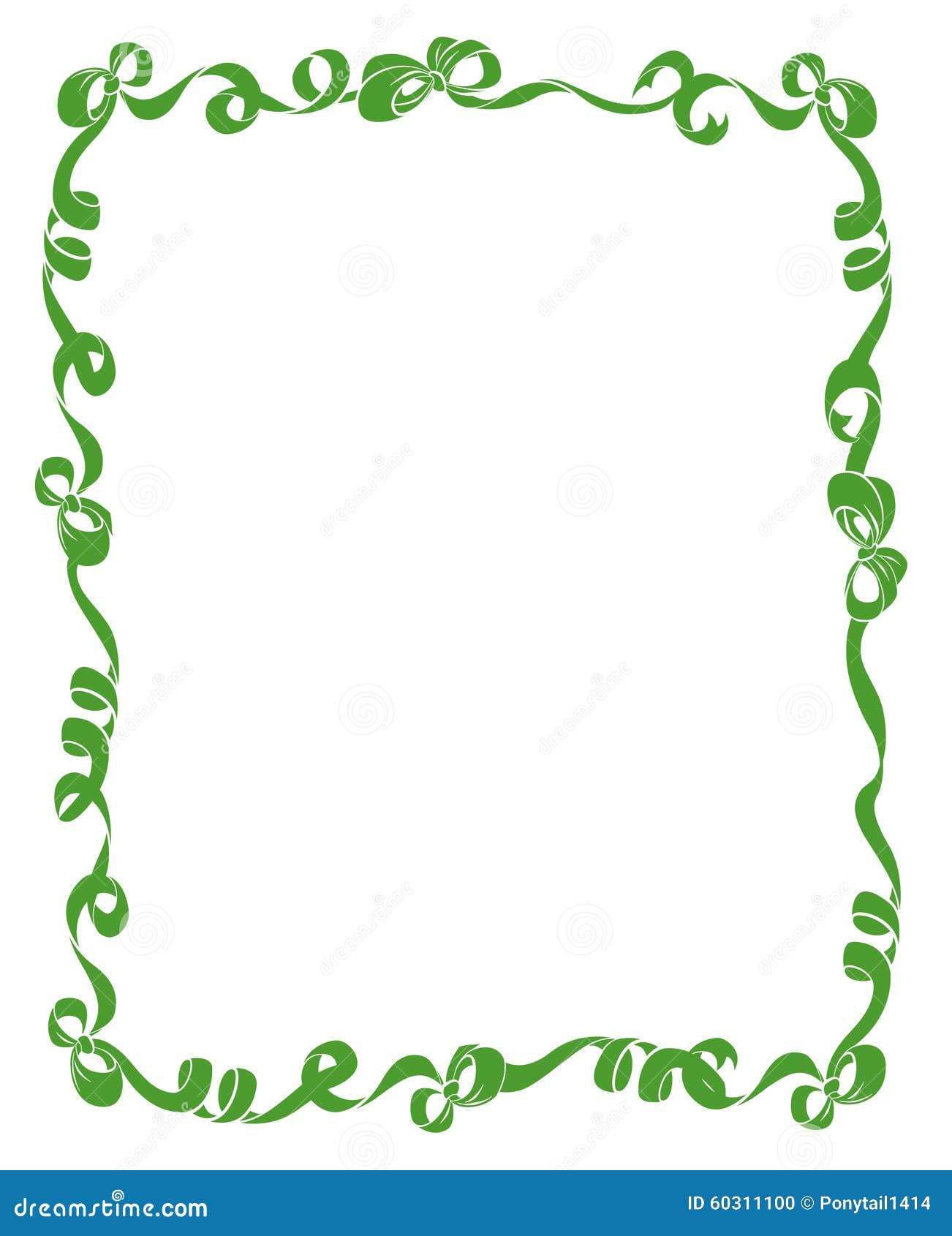 Frame of Green Ribbons and Bows Stock Illustration - Illustration of ...
