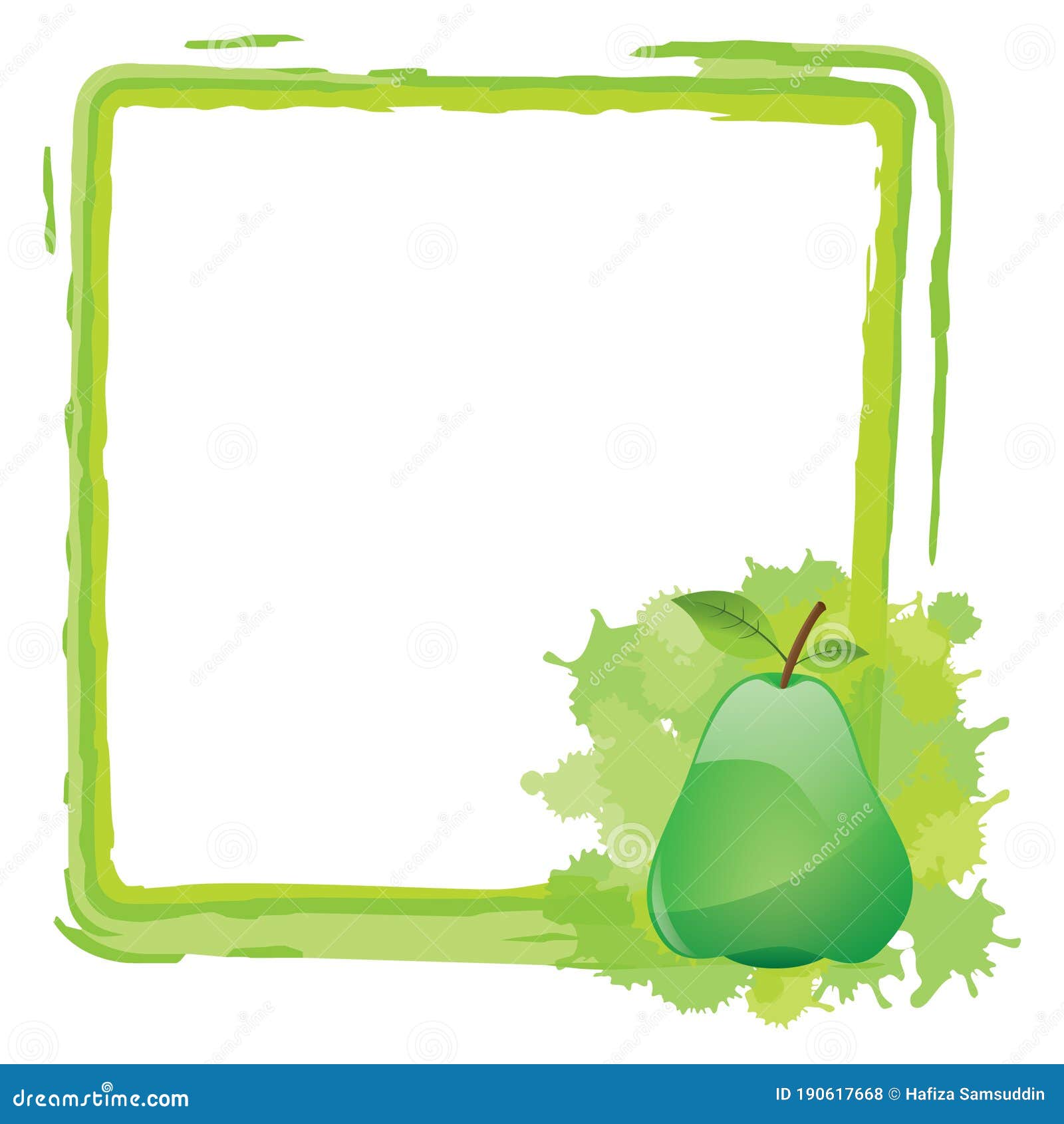 Frame with Green Rose Apple. Vector Illustration Decorative Design ...