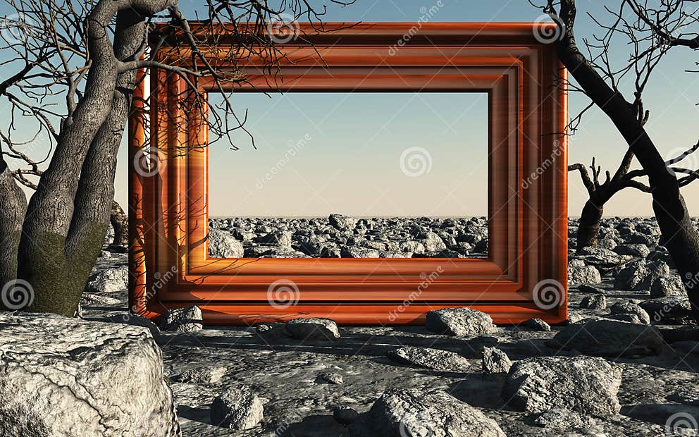 Frame with green tree stock illustration. Illustration of rural - 8103198